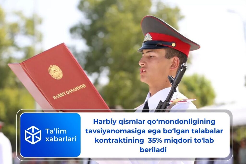 Harbiy qismlar qo‘mondonligining tavsiyanomasiga ega bo‘lgan talabalar ...
