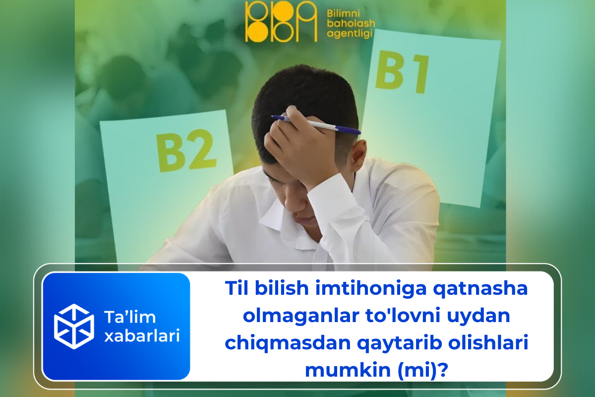 Til bilish imtihoniga qatnasha olmaganlar to'lovni uydan chiqmasdan ...